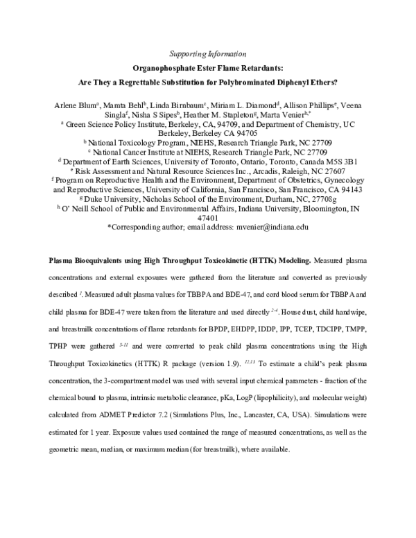 (PDF) Organophosphate Ester Flame Retardants: Are They a Regrettable ...