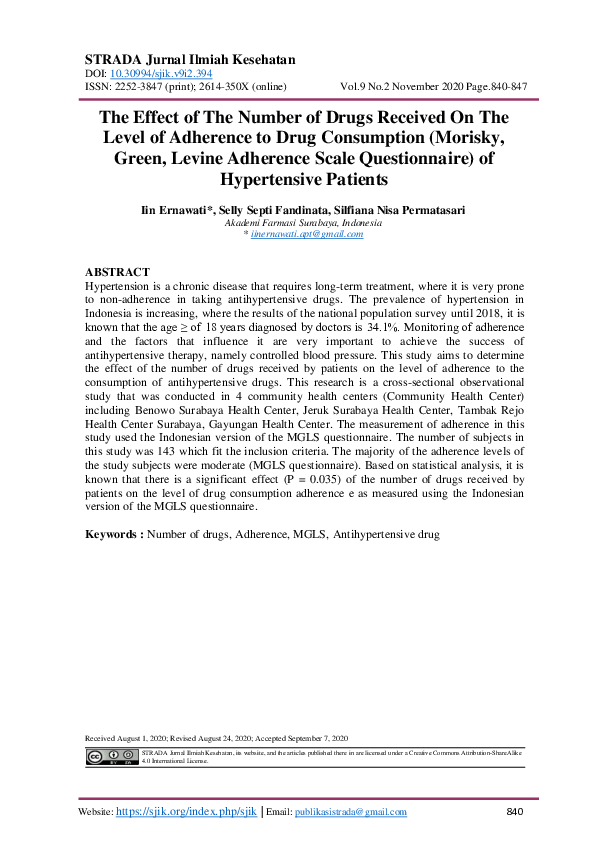 (PDF) The Effect of The Number of Drugs Received On The Level of ...