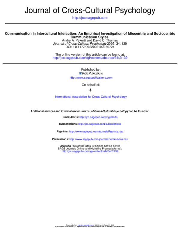 (PDF) Communication In Intercultural Interaction: An Empirical ...