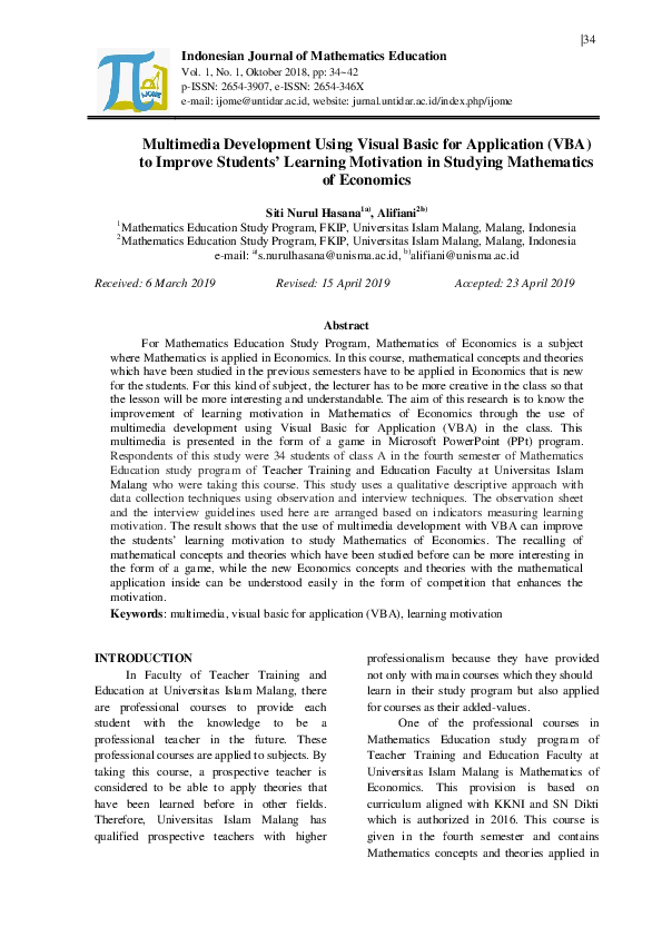 (PDF) Multimedia Development Using Visual Basic for Application (VBA ...