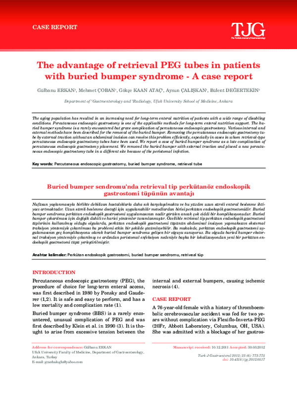 (PDF) The advantage of retrieval PEG tubes in patients with buried ...