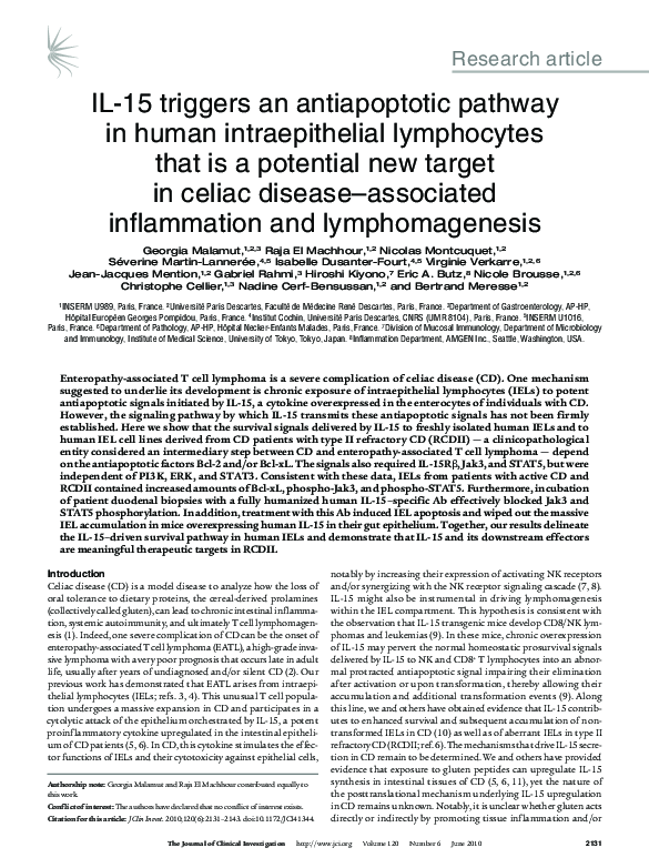 (PDF) IL-15 triggers an antiapoptotic pathway in human intraepithelial ...