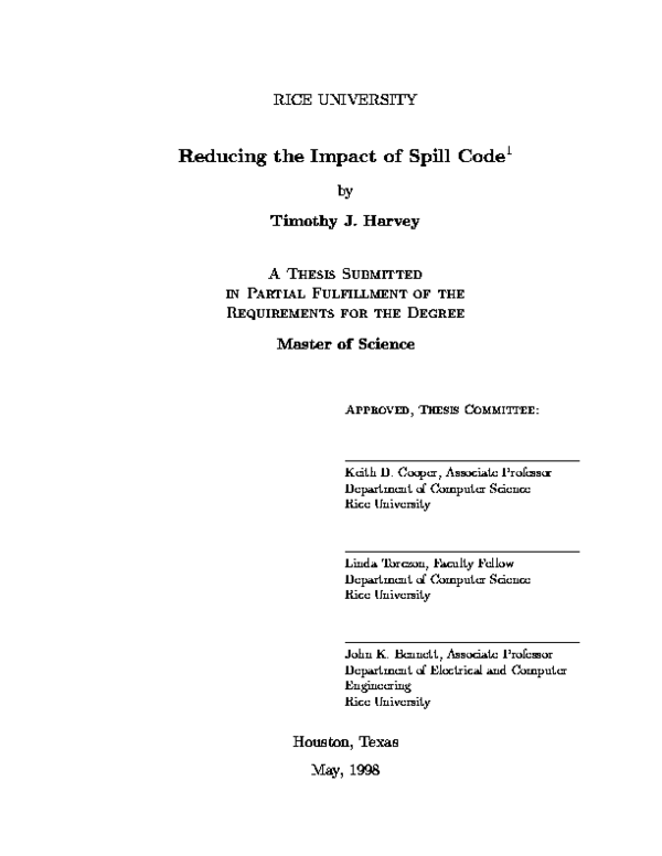 (PDF) Reducing the Impact of Spill Code