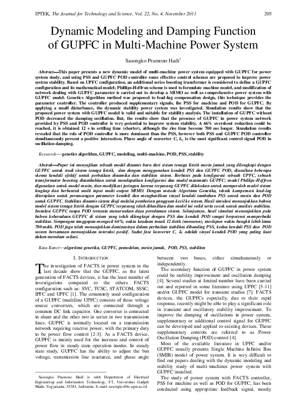 (PDF) Dynamic Modeling and Damping Function of GUPFC in Multi-Machine Power System