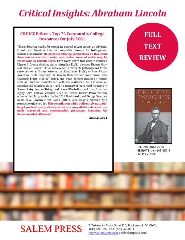 (PDF) Critical Insights: Abraham Lincoln / review