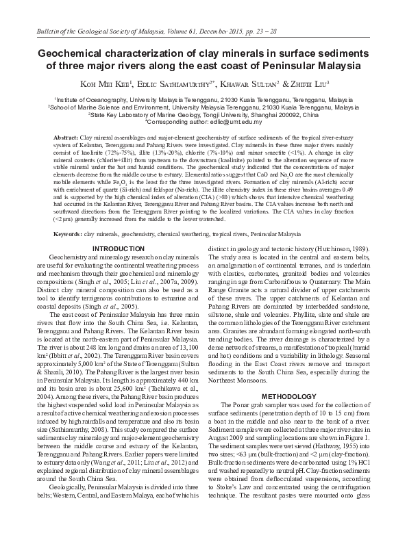 (PDF) Geochemical characterization of clay minerals in surface sediments of three major rivers ...