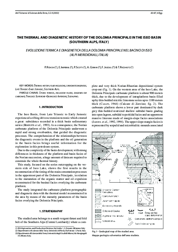(PDF) The thermal and diagenetic history of the Dolomia Principale in the Iseo Basin (Southern ...