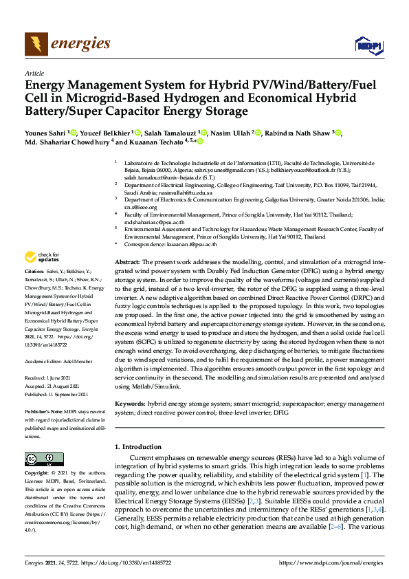 (PDF) Energy Management System for Hybrid PV/Wind/Battery/Fuel Cell in Microgrid-Based Hydrogen ...