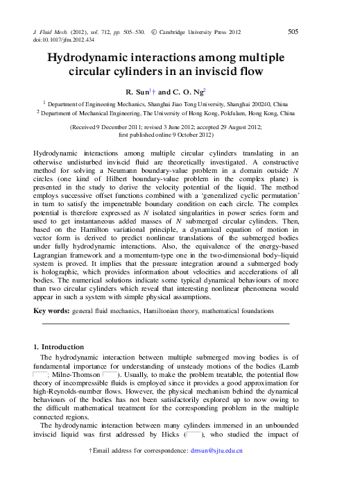 (PDF) Hydrodynamic interactions among multiple circular cylinders in an ...