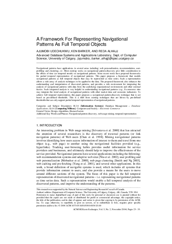 (PDF) A framework for representing navigational patterns as full temporal objects