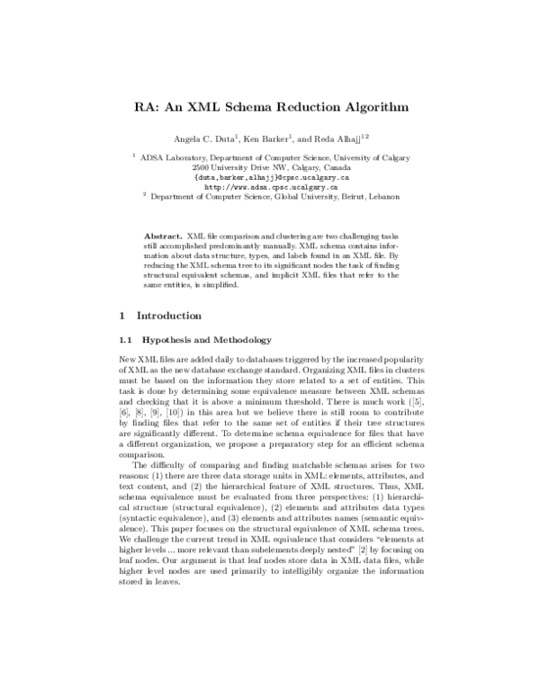 (PDF) RA: An XML Schema Reduction Algorithm