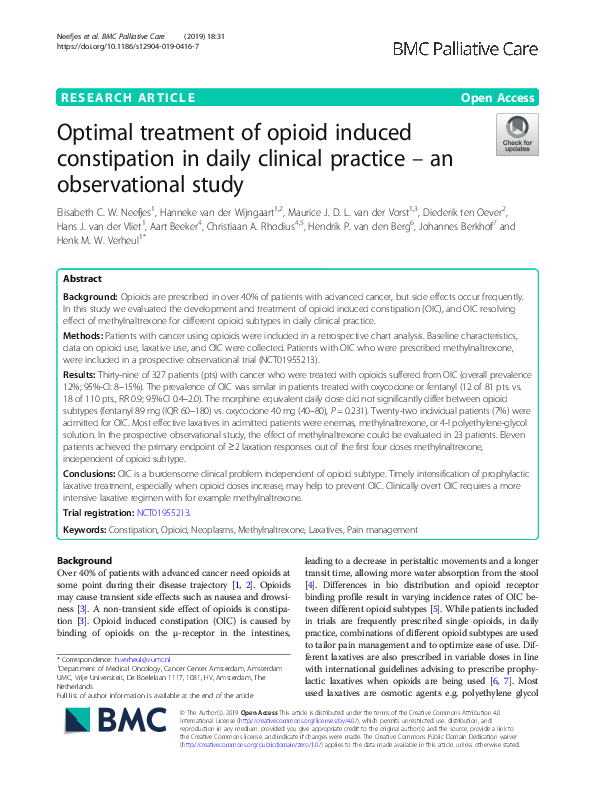(PDF) Optimal treatment of opioid induced constipation in daily clinical practice – an ...