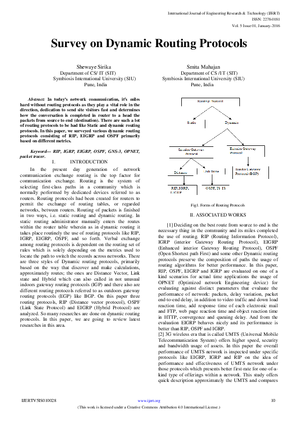 (PDF) Survey on Dynamic Routing Protocols | Smita Mahajan - Academia.edu