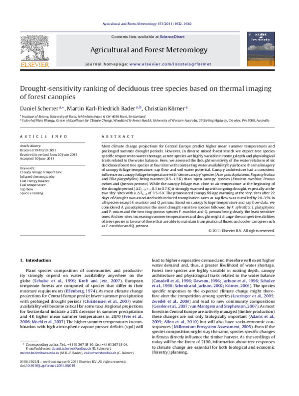 (PDF) Drought-sensitivity ranking of deciduous tree species based on ...