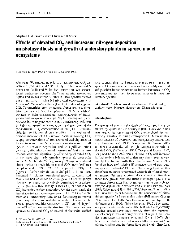 (PDF) Effects of elevated CO2 and increased nitrogen deposition on photosynthesis and growth of ...