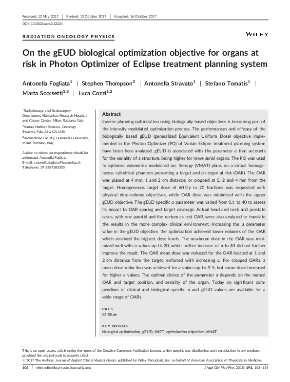 (PDF) On the gEUD biological optimization objective for organs at risk ...