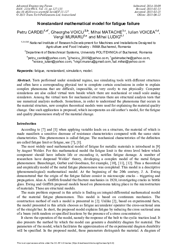 (PDF) Nonstandard Mathematical Model for Fatigue Failure | Mihai ...