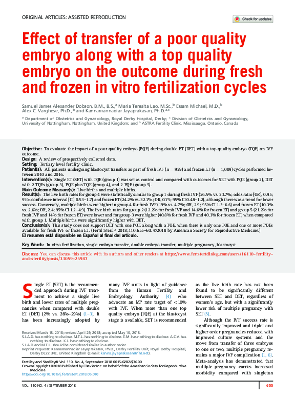 (PDF) Effect of transfer of a poor quality embryo along with a top ...