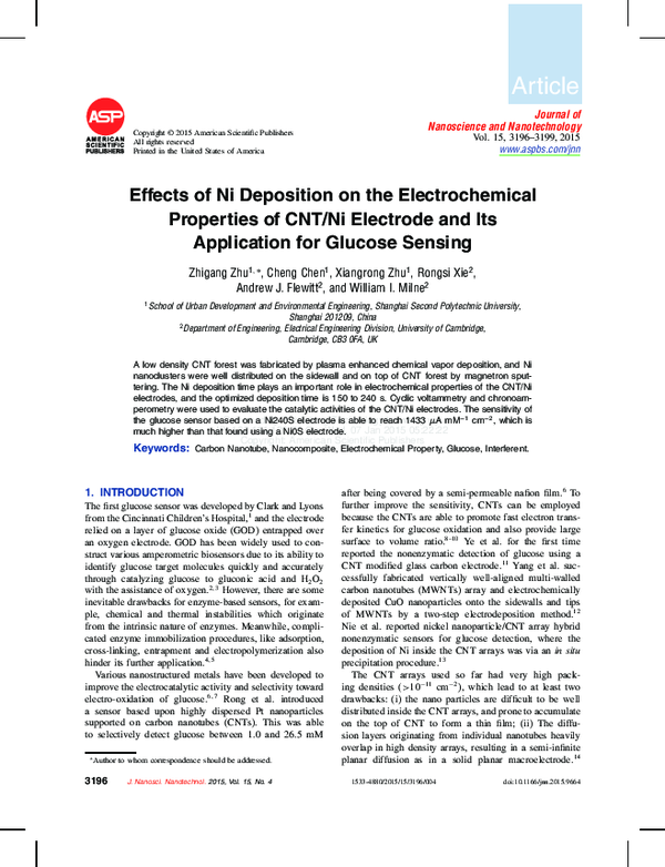 (PDF) Effects of Ni Deposition on the Electrochemical Properties of CNT ...