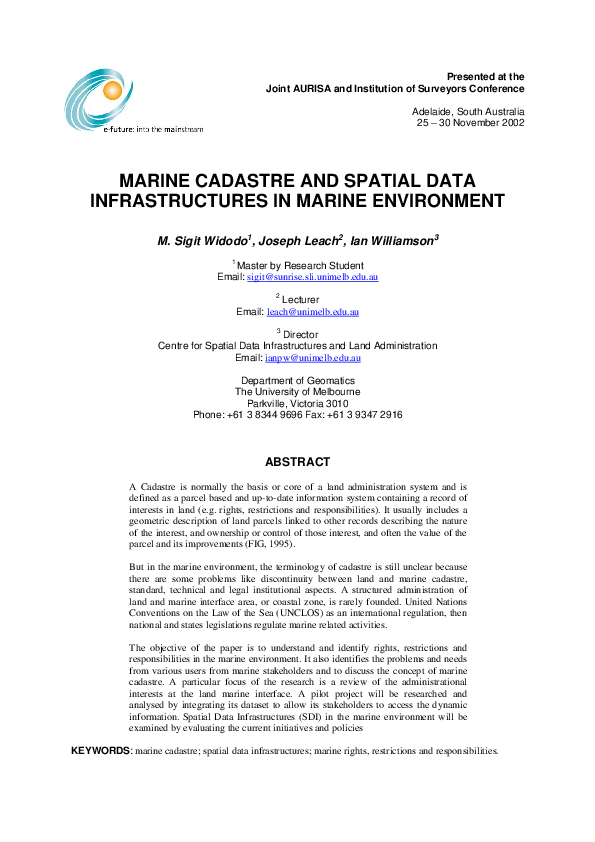 (PDF) Marine Cadastre and Spatial Data Infrastructures in Marine ...