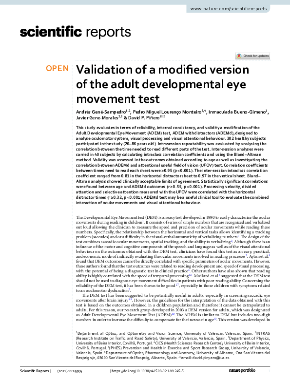 (PDF) Validation of a modified version of the adult developmental eye ...