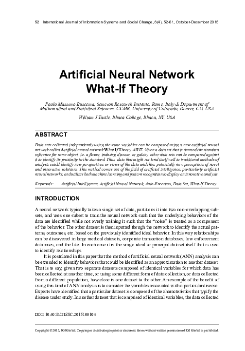 (PDF) Artificial Neural Network What-If Theory