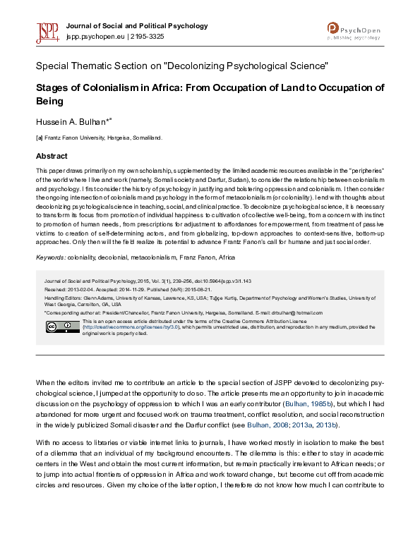 (PDF) Stages of Colonialism in Africa: From Occupation of Land to ...