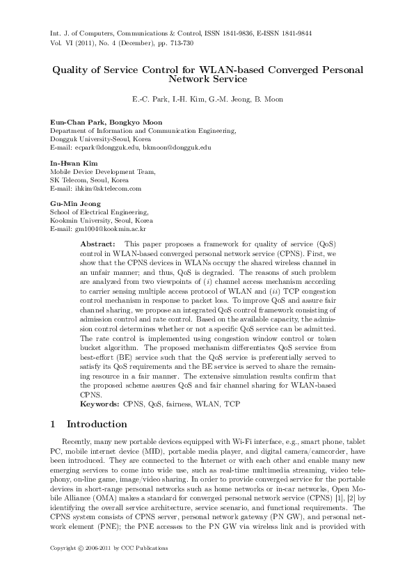 (PDF) Quality of Service Control for WLAN-based Converged Personal ...