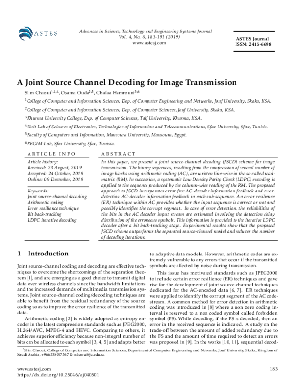 (PDF) A Joint Source Channel Decoding for Image Transmission