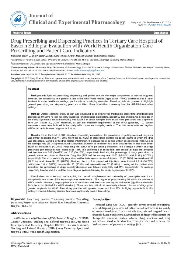 (PDF) Drug Prescribing and Dispensing Practices in Tertiary Care ...
