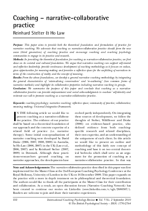 (PDF) Coaching – narrative-collaborative practice