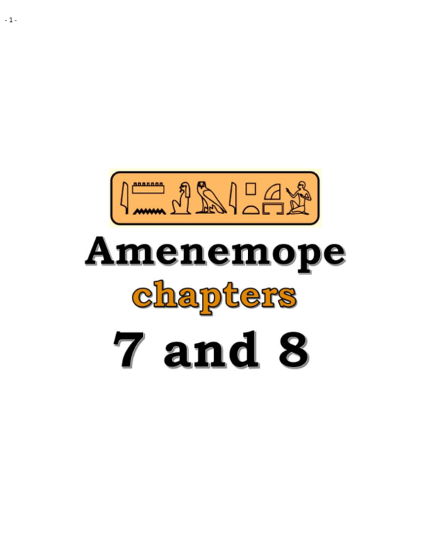 (PDF) Amenemope, chapters 7 and 8