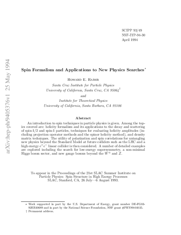 (PDF) Spin Formalism and Applications to New Physics Searches