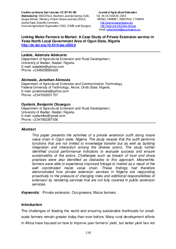 (PDF) Linking Maize Farmers to Market: A Case Study of Private ...