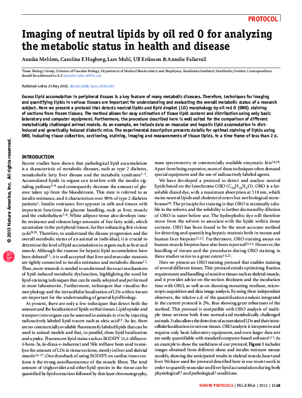 (PDF) Imaging of neutral lipids by oil red O for analyzing the ...