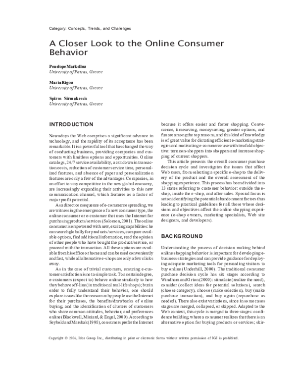(PDF) A Closer Look to the Online Consumer Behavior