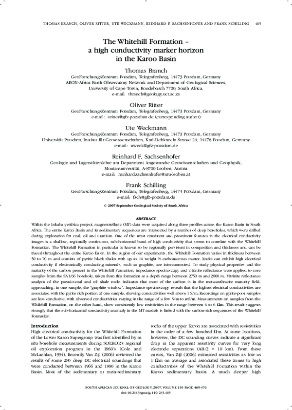 (PDF) The Whitehill Formation a high conductivity marker horizon in the ...