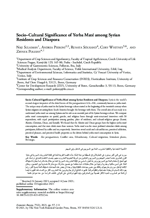 (PDF) SULAIMAN ET AL. Socio-Cultural Significance of Yerba Maté among ...