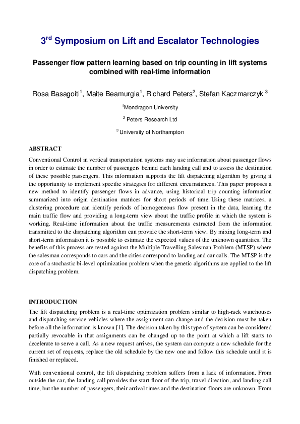 Pdf Passenger Flow Pattern Learning Based On Trip Counting In Elevator Systems Combined With
