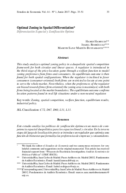 (PDF) Optimal Zoning in Spatial Differentiation