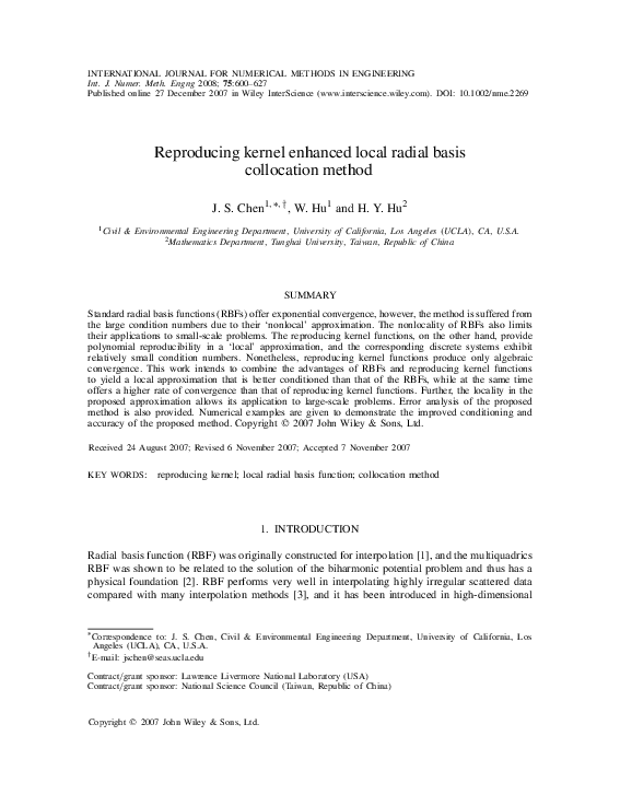 (PDF) Reproducing kernel enhanced local radial basis collocation method