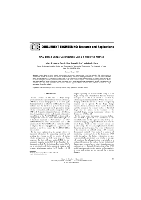 Pdf Cad Based Shape Optimization Using A Meshfree Method