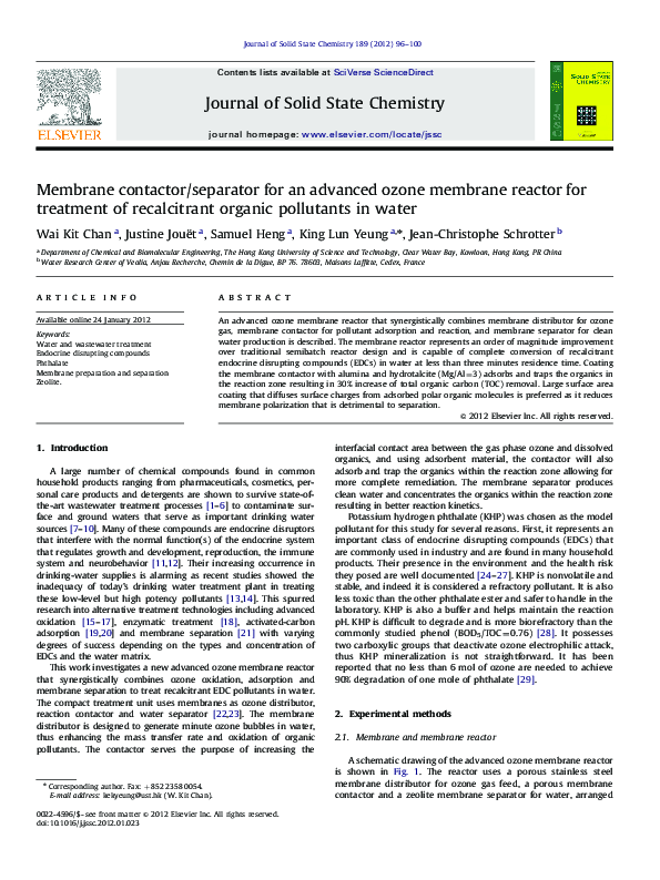 (PDF) Membrane contactor/separator for an advanced ozone membrane ...