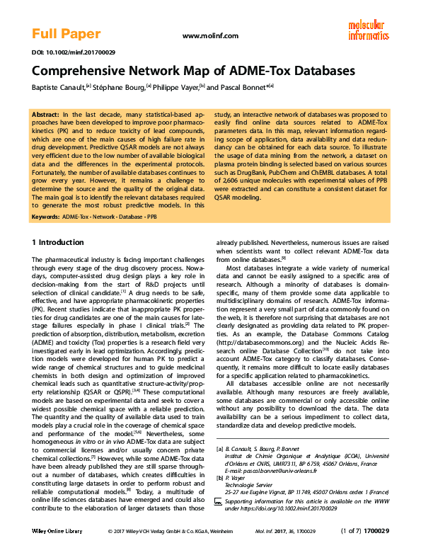 (PDF) Comprehensive Network Map of ADME-Tox Databases