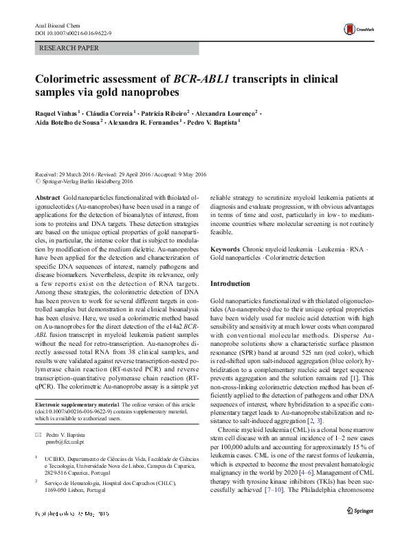(PDF) Colorimetric assessment of BCR-ABL1 transcripts in clinical ...