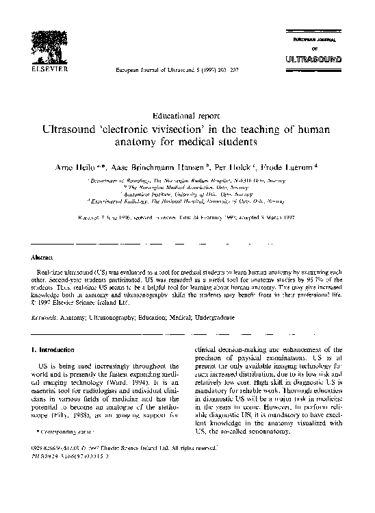 (PDF) Ultrasound ‘electronic vivisection’ in the teaching of human ...