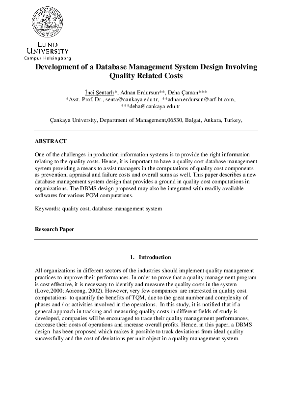 (PDF) Development of a Database Management System Design Involving ...