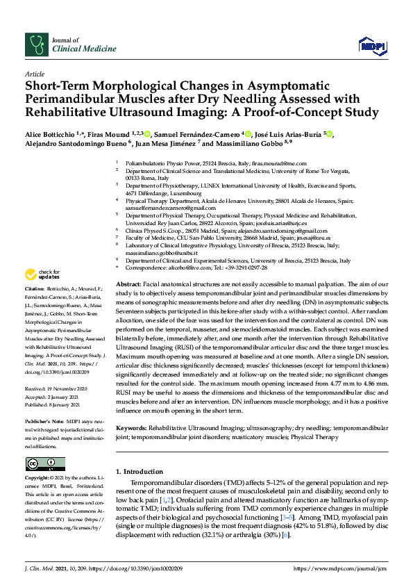 (PDF) Short-Term Morphological Changes in Asymptomatic Perimandibular ...