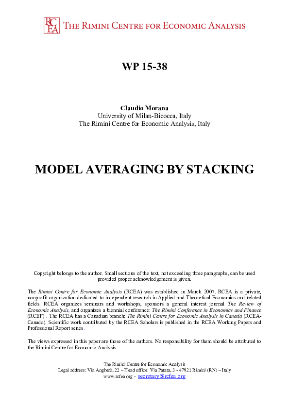 (PDF) Model Averaging by Stacking