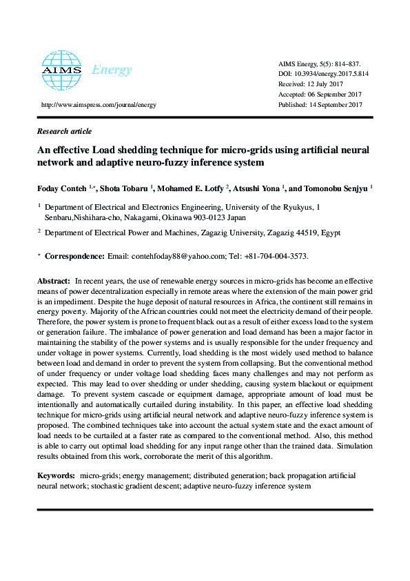 (PDF) An effective Load shedding technique for micro-grids using artificial neural network and ...
